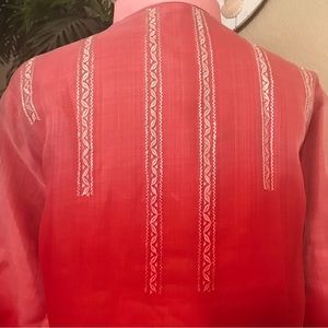 Shirts | Red Monochromatic Pina Silk Barong Tagalog With Exquisite ...